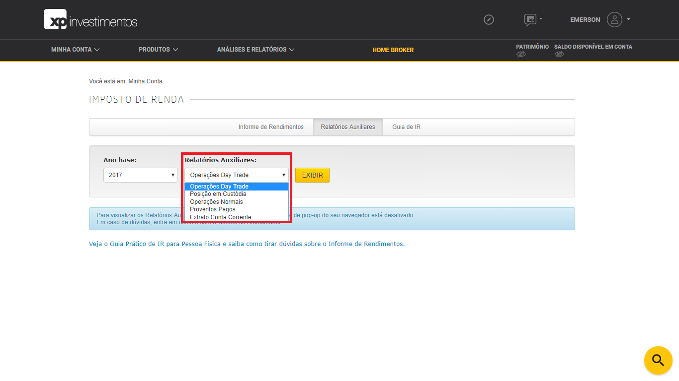 Como gerar relatórios auxiliares de imposto de renda na Xp ...